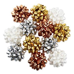 hallmark holiday gift bow assortment (12) gold, silver, bronze, white for christmas, hanukkah, birthdays, weddings, bridal showers