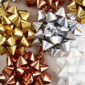 Hallmark Holiday Gift Bow Assortment (12) Gold, Silver, Bronze, White for Christmas, Hanukkah, Birthdays, Weddings, Bridal Showers