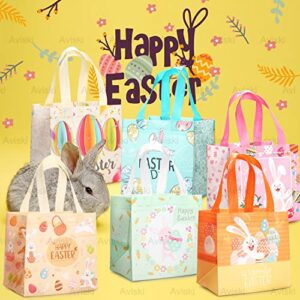 6PCS Happy Easter Egg Hunt Bags Easter Bunny Carrot Chick Egg Gift Bags with Handles, Easter Treat Bags, Multifunctional Non-Woven Easter Bags for Gifts Wrapping, Egg Hunt Game, Easter Party Supplies , 8.3×7.9×5.9inch