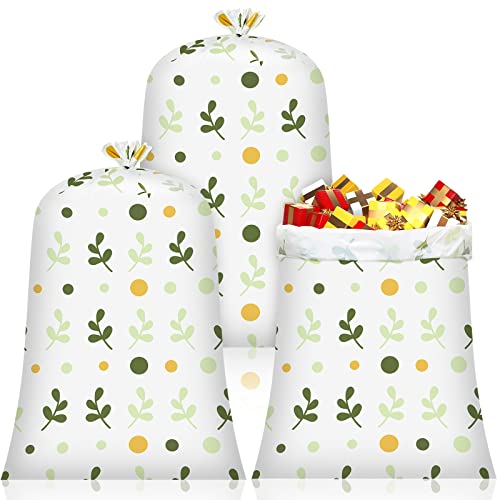 Henoyso 3 Pcs Greenery Jumbo Gift Bags Large Baby Shower Bags Sage Green Neutral Baby Shower Decorations for Kids First Birthday Gender Reveal Party Favors Supplies, 36 x 56 Inch