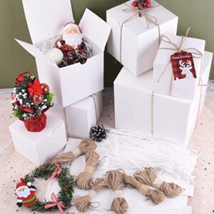 JOYIN 30 Pcs Christmas White Gift Boxes with Raffia Paper and Grass Twines,Assorted Size Paper Boxes, Bridesmaid Proposal Boxes Wedding Favours Valentine's Day Gift Boxes