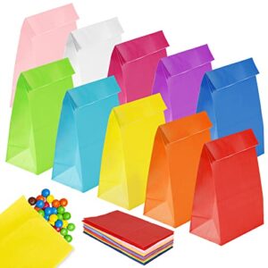 tomnk 40pcs party favor bags, solid colored paper bags wrapped treat bags gift bags of 10 colors for birthdays, baby showers, kids crafts and activities, 9.2 × 5.2 × 3.2 inches