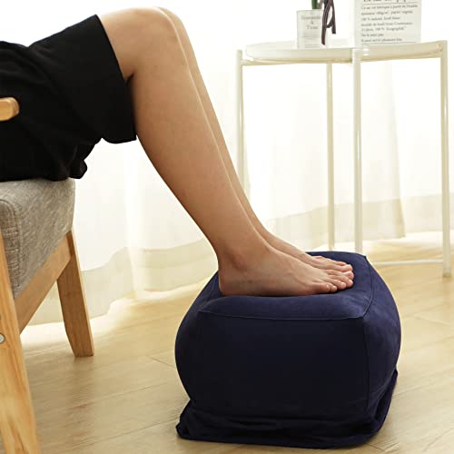 Inflatable Foot Rest for Air Travel, Airplane Footrest Adjustable Height Travel Foot Pillow Flyaway Kids Bed ,Portable Foot Rest Pillow for Kids & Adults on Plane,Car,Train,Office (Dark Blue)