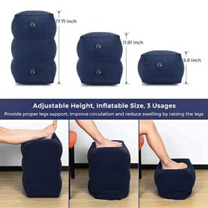 Inflatable Foot Rest for Air Travel, Airplane Footrest Adjustable Height Travel Foot Pillow Flyaway Kids Bed ,Portable Foot Rest Pillow for Kids & Adults on Plane,Car,Train,Office (Dark Blue)