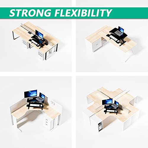 FLEDEX Standing Desk Converter 30 inch, Height Adjustable Sit Stand Desk Riser, Stand Up Desk for Home Office, Sit to Stand Tabletop with Keyboard Tray for Dual Monitors