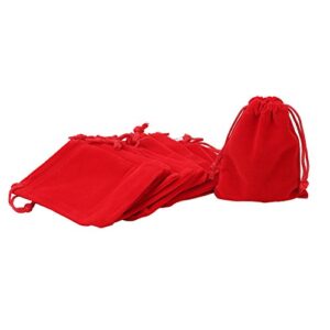 shintop 10 pack velvet drawstring bags for christmas wedding gift bags velvet cloth jewelry pouches (2.75” x 3.54” , red)