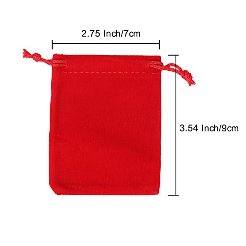 Shintop 10 Pack Velvet Drawstring Bags for Christmas Wedding Gift Bags Velvet Cloth Jewelry Pouches (2.75” x 3.54” , Red)