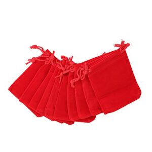 Shintop 10 Pack Velvet Drawstring Bags for Christmas Wedding Gift Bags Velvet Cloth Jewelry Pouches (2.75” x 3.54” , Red)