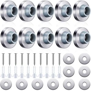 concave wall door bumper stop silver stainless steel wall door bumper with 1-1/8 inch gray round rubber bumper wall protector door stops (10)