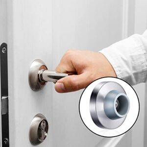 Concave Wall Door Bumper Stop Silver Stainless Steel Wall Door Bumper with 1-1/8 Inch Gray Round Rubber Bumper Wall Protector Door Stops (10)