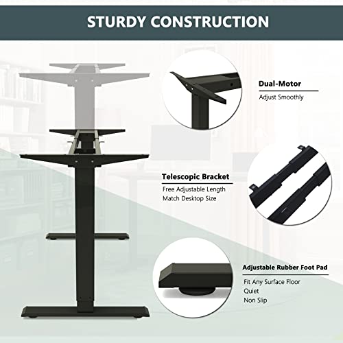 Win Up Time Standing Desk Frame, Electric Stand Up Desk Frame, Height Adjustable Electric Standing Desk Frame, Adjustable Height Desk Frame for Home & Office Table Black