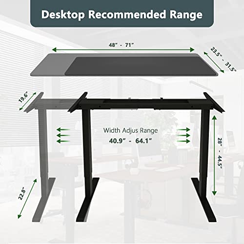 Win Up Time Standing Desk Frame, Electric Stand Up Desk Frame, Height Adjustable Electric Standing Desk Frame, Adjustable Height Desk Frame for Home & Office Table Black