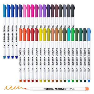 fabric markers, lelix 36 colors permanent fabric pens for writing painting on t-shirts clothes sneakers canvas, child safe & non-toxic for kids adults