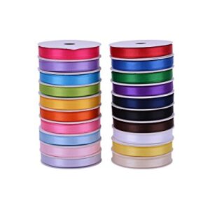 Ribest 1/4 Inch Solid Double Face Satin Ribbon Set for Gift Wrapping and Hair Bows-100 Yards (5 Yards*20 Colors)