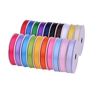 Ribest 1/4 Inch Solid Double Face Satin Ribbon Set for Gift Wrapping and Hair Bows-100 Yards (5 Yards*20 Colors)