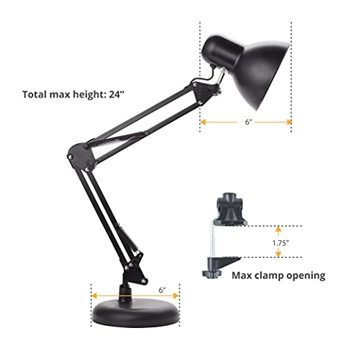 Newhouse Lighting Wright Painted Black Metal Flexible 2-in-1 Weighted Base and Clamp Mount Swing Arm Wright Architect Desk Lamp with Energy-Efficient 5-Watt LED Bulb