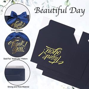 KPOSIYA Small Gift Bags, 50 Pack Small Thank You Bags 4.5x1.8x3.9 Inches Birthday Wedding Party Favor Bags Navy Paper Gift Bags Candy Bags with Bow Ribbon, Mini Gift Bags for Wedding Baby Shower Bridal Business Party Supplies (Small 4.5x1.8x3.9 Inch-50 Pa