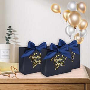 KPOSIYA Small Gift Bags, 50 Pack Small Thank You Bags 4.5x1.8x3.9 Inches Birthday Wedding Party Favor Bags Navy Paper Gift Bags Candy Bags with Bow Ribbon, Mini Gift Bags for Wedding Baby Shower Bridal Business Party Supplies (Small 4.5x1.8x3.9 Inch-50 Pa