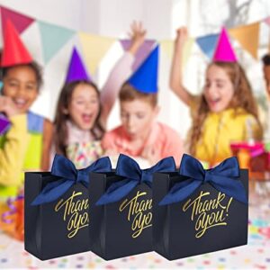 KPOSIYA Small Gift Bags, 50 Pack Small Thank You Bags 4.5x1.8x3.9 Inches Birthday Wedding Party Favor Bags Navy Paper Gift Bags Candy Bags with Bow Ribbon, Mini Gift Bags for Wedding Baby Shower Bridal Business Party Supplies (Small 4.5x1.8x3.9 Inch-50 Pa