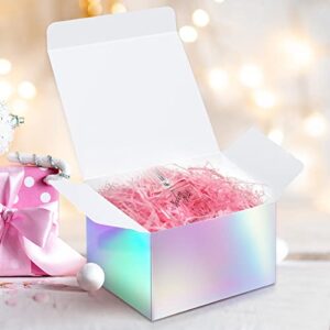 Iridescent Gift Boxes with Lids, 12 PCS 8x8x4in Bridesmaid Proposal Boxes Gift Boxes for Presents, Holographic Gradient Boxes, Decorative Gift Boxes Bulk, Treat Boxes for Wedding, Gifts, Birthday, Christmas, Party Favor