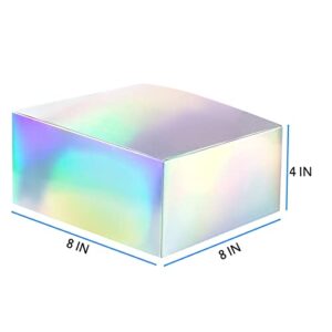 Iridescent Gift Boxes with Lids, 12 PCS 8x8x4in Bridesmaid Proposal Boxes Gift Boxes for Presents, Holographic Gradient Boxes, Decorative Gift Boxes Bulk, Treat Boxes for Wedding, Gifts, Birthday, Christmas, Party Favor