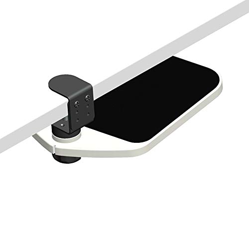 FUZADEL Mouse Platform Clamp On Under Desk Adjustable Mouse Tray Mount Swivel Mouse Tray Wrist Rest Rotating 360 Degree