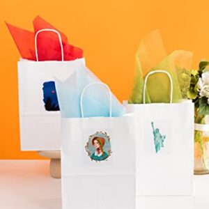 RACETOP White Gift Bags with Handles Bulk, 5.9"x3.2"x8.3" 50Pcs, White Kraft Paper Gift Bags, Shopping Bags, Merchandise Bags, Retail Bags, Party Favor Bags, Gift Bags with Handles Bulk, 100% Recyclable Paper Bags