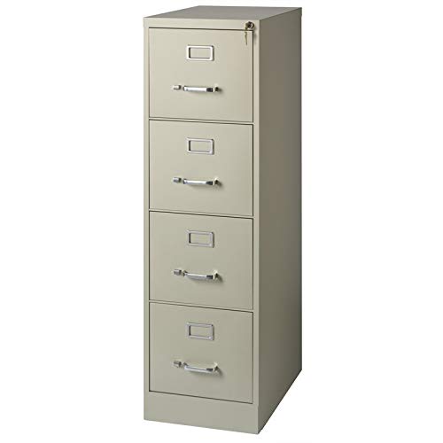 Scranton and Co 22" Deep 4 Drawer Letter File Cabinet in Putty, Fully Assembled