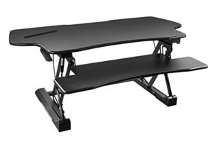 mount-it! height adjustable standing desk converter | 48” wide tabletop sit stand desk riser with gas spring | stand up computer workstation fits dual monitors | black | mi-7925