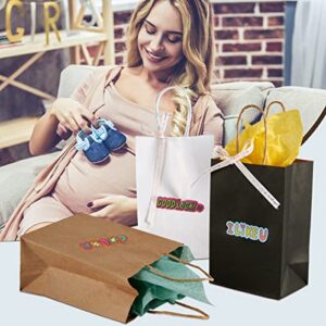 [100 Pack]Paper Bags with Handles Bulk, 8 * 5.25 * 3.75 Inch Small Black Kraft Paper Bags, Paper Shopping Bags, Christmas Kraft Gift Bags, Birthday Gift Bags for Restaurant, Takeout, Business.