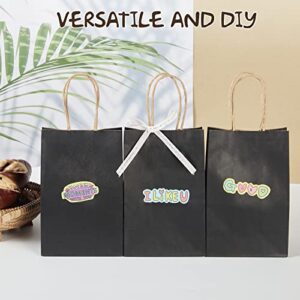 [100 Pack]Paper Bags with Handles Bulk, 8 * 5.25 * 3.75 Inch Small Black Kraft Paper Bags, Paper Shopping Bags, Christmas Kraft Gift Bags, Birthday Gift Bags for Restaurant, Takeout, Business.