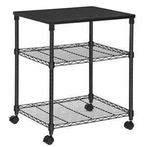 songmics printer stand, 3-tier metal printer cart with wheels, printer table with 2 height-adjustable storage shelves, for home office, 22 x 18.1 x 26.8 inches, black ulgr32bk