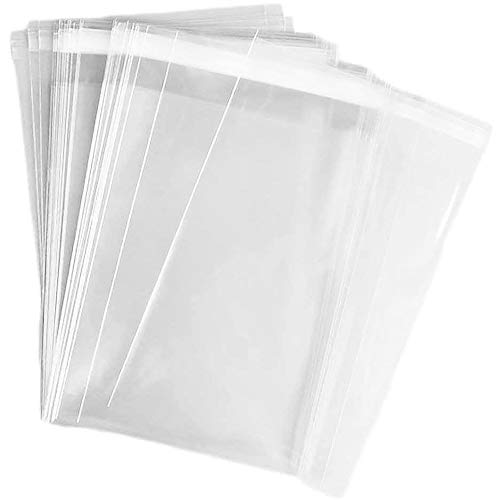 SOMIOCO 100 pcs Clear 4" x 6"(10 x 15cm) Self Seal Cello Cellophane Bags Resealable Poly Bags 2.8 mils for Cookie, Candy, Gift Bakery, Prints, Photos, Cards & Envelopes, Party Decorative