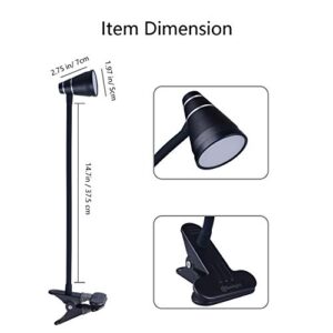 CeSunlight LED Clip Desk Lamp, Headboard Light with Strong Clamp, Bed Reading Light with 3000k-6500K Adjustable Color Temperature Options for Brighter Illumination (Black)