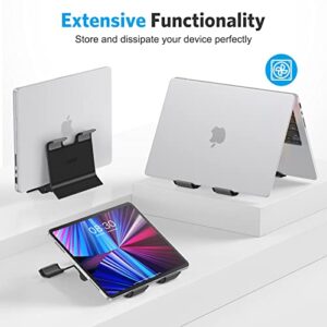 OMOTON Plastic Vertical Laptop Stand - Multifunctional Gravity Laptop Holder Self-Adjust Storage Desktop, Compatible with MacBook, Google Pixelbook, Dell and All iPad(Up to 17.3")