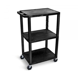 luxor/h.wilson 3 shelf tuffy cart, black (wt42),24″w x 18″d x 42.5″h