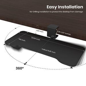 Keyboard Tray Under Desk,360 Rotating Keyboard&Mouse Tray with Drawer,Yikola Desk Extender Adjustable C-Clamp, Ergonomic Platform Tray Under Table,No Drilling Install 23.54'' x 9.8''in-Matte Black…