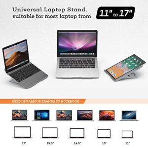 NOVOO Aluminum Laptop Stand, Ergonomic Laptop Riser 4 Angles Adjustable Computer Stand for Desk, Notebook Metal Holder Compatible with MacBook Air Pro, Dell XPS, HP, Lenovo More 10"-17" Laptops