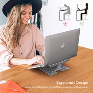 NOVOO Aluminum Laptop Stand, Ergonomic Laptop Riser 4 Angles Adjustable Computer Stand for Desk, Notebook Metal Holder Compatible with MacBook Air Pro, Dell XPS, HP, Lenovo More 10"-17" Laptops