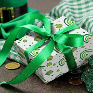 AnyDesign 12 Sheet St. Patrick's Day Wrapping Paper 6 Design Green Lucky Shamrock Rainbow Print Wrapping Paper Decorative Art Paper for Holiday Party Celebration, 19.7 x 27.6 Inch, Folded Flat