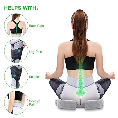 OVEYNERSIN Seat Cushion for Office Chair - Desk Back Pillow Support Memory Foam Car Cushions Coccyx Orthopedic Hip Sciatica Pain Pad Computer Accessories for Women Men