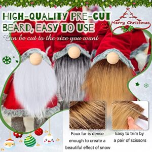 15 Pcs Gnome Beards for Crafting Easter Day Faux Fur Fabric Precut Gnomes Beards Handmade 30 Pieces Wood Balls for Halloween Christmas Valentine's Day Independence Day (Gray, Camel, White)