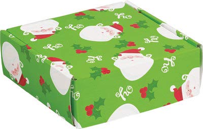 Christmas Cookie Boxes/Christmas Mailing Boxes - SET of 6 Small Square Boxes for Treats, Favors, Gifts - Jolly Santa