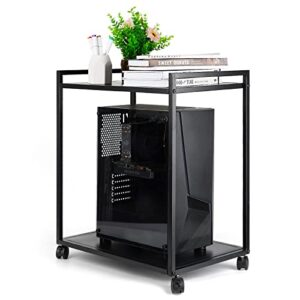 liitrton computer tower stand, 2-tier cpu stand pc stand with lockable wheels under desk for office home (l)