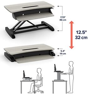 Ergotron – WorkFit-Z Mini Small Standing Desk Converter, Laptop Sit Stand Desk Riser for Tabletops and Home Office – 31 Inch Width, Grey Woodgrain