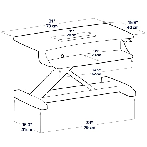 Ergotron – WorkFit-Z Mini Small Standing Desk Converter, Laptop Sit Stand Desk Riser for Tabletops and Home Office – 31 Inch Width, Grey Woodgrain