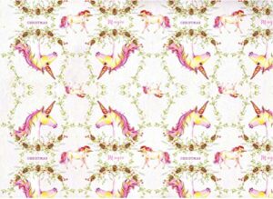 christmas unicorns flat gift wrapping paper 2 sheets 19.5 in x 27.5 in