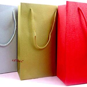 Heavy Duty Gift Bag Paper Cardboard Red Gold Silver Christmas Gift Clothing Wedding Kids Party Medium 10" x 8.5" x 4" (L x W x D) (3 Pack)