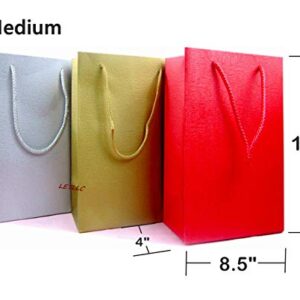 Heavy Duty Gift Bag Paper Cardboard Red Gold Silver Christmas Gift Clothing Wedding Kids Party Medium 10" x 8.5" x 4" (L x W x D) (3 Pack)