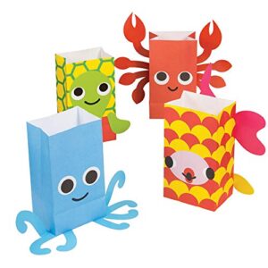 Creative Converting 333021 Assorted Sea Animals Paper Treat Bags, 8ct